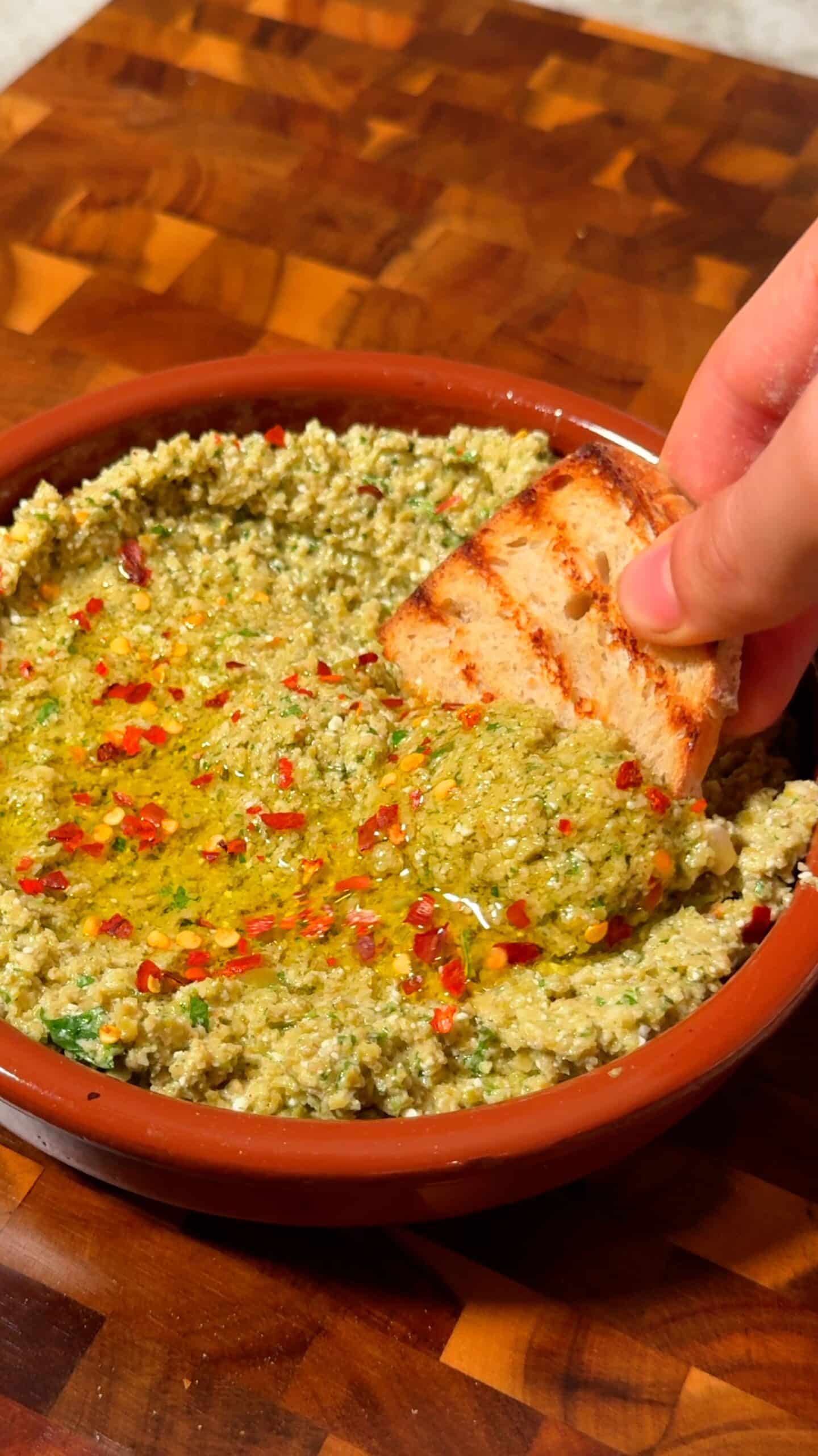 Creamy Olive And Vegan Feta Dip | Dr. Vegan